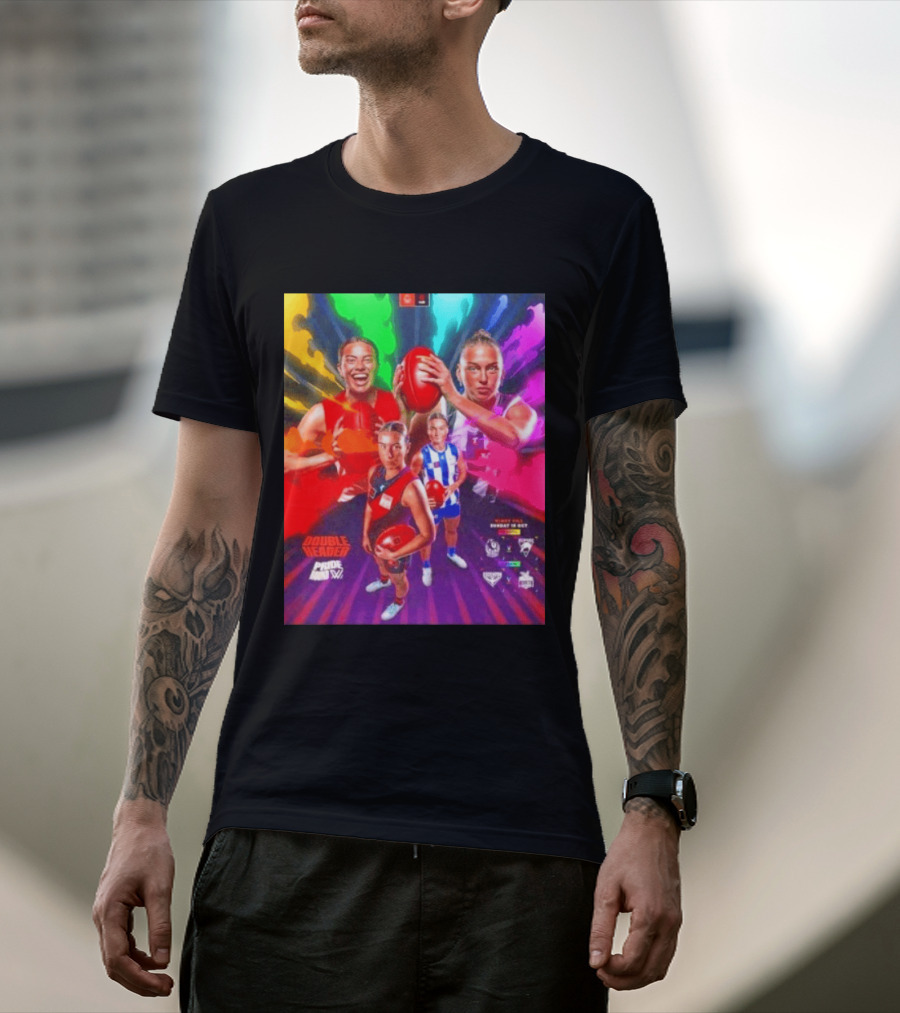 Double Header AFLW Pride Round Sydney Essendon North Windy Hill T-Shirt