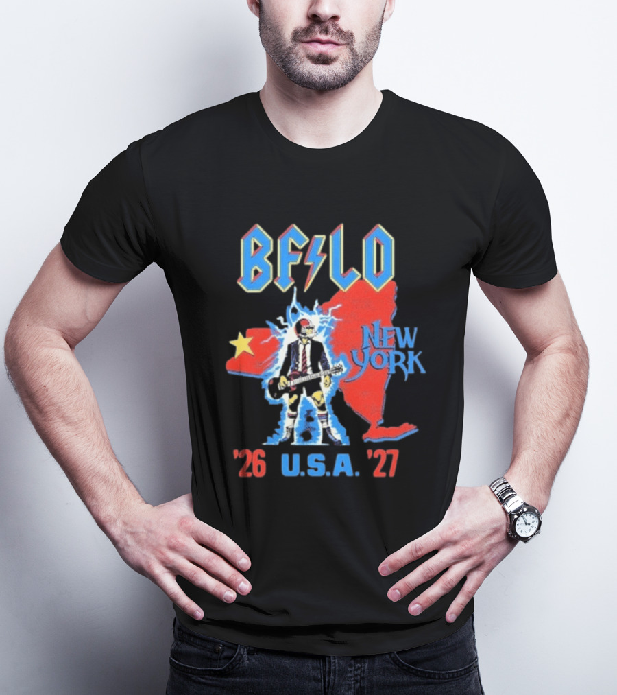 BFLO New York USA '26 '27 Tour Lightning Guitar Map T-Shirt