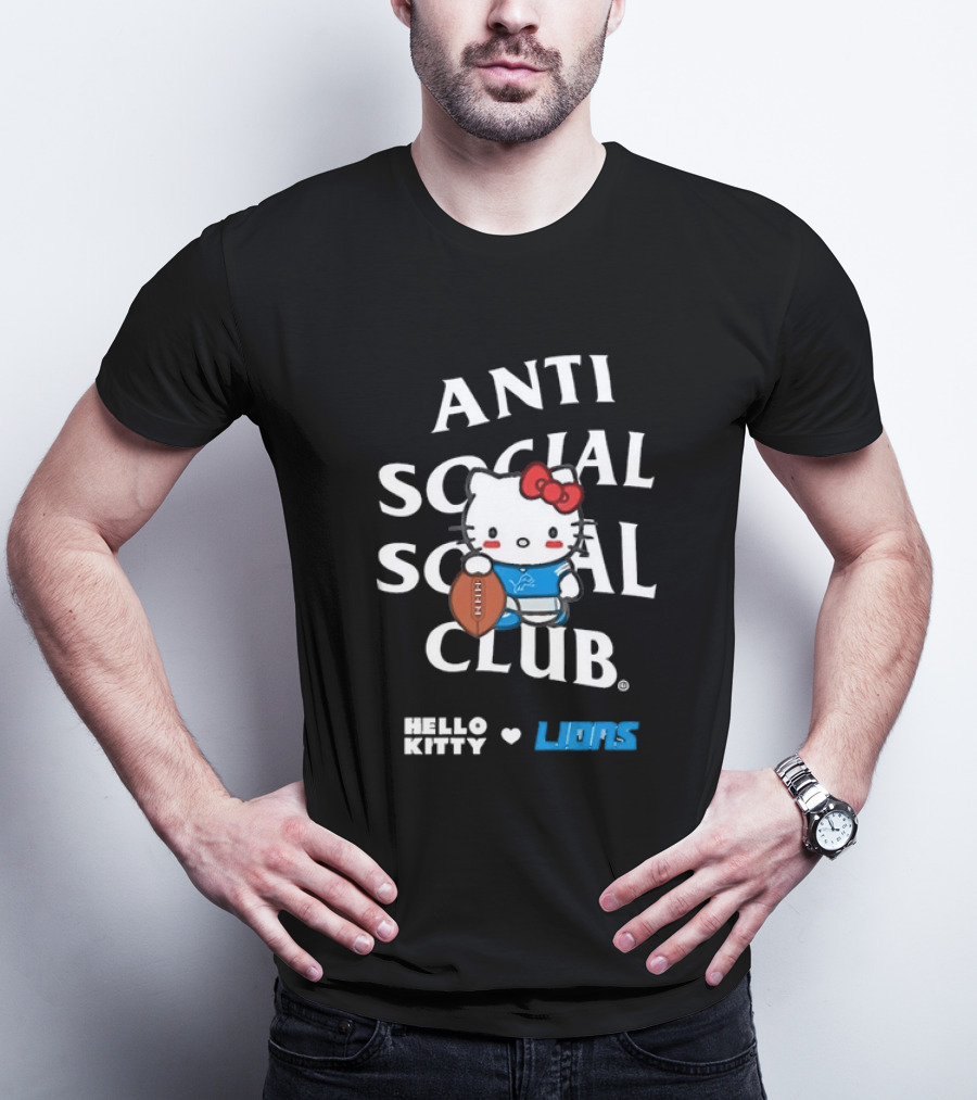 Anti Social Social Club Hello Kitty Detroit Lions Collaboration T-Shirt
