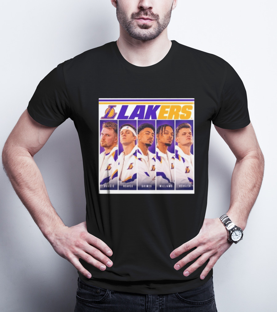 Lakers NBA Stars Collage Luka Dončić Austin Reaves Quentin Grimes Jalen Williams Walker Kessler T-Shirt