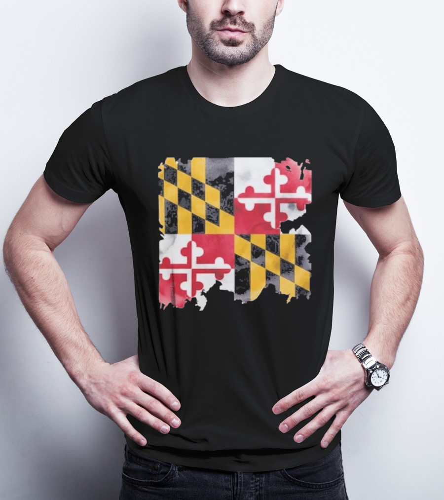 Maryland Distressed Flag Casual Summer Look T-Shirt