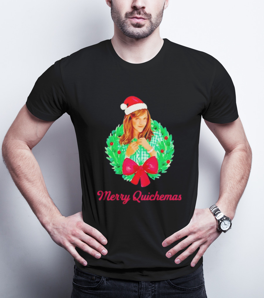 Merry Quichemas Santa Hat Wreath Gilmore Girls Christmas T-Shirt