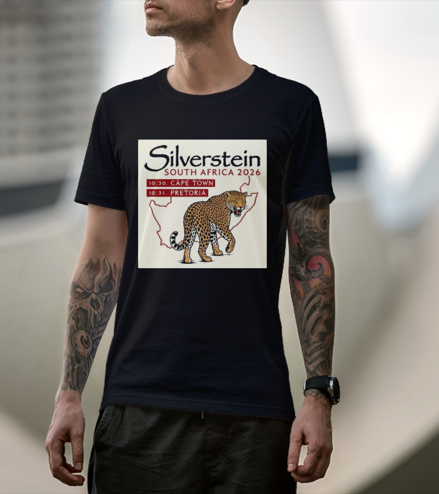 Silverstein South Africa 2026 Cape Town Pretoria Leopard Map Concert Dates T-Shirt