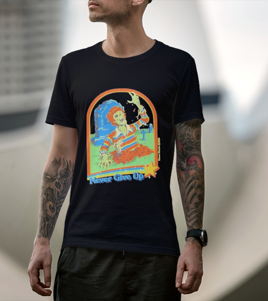 Steven Rhodes Zombie Rising Never Give Up Graveyard Scene 2026 T-Shirt