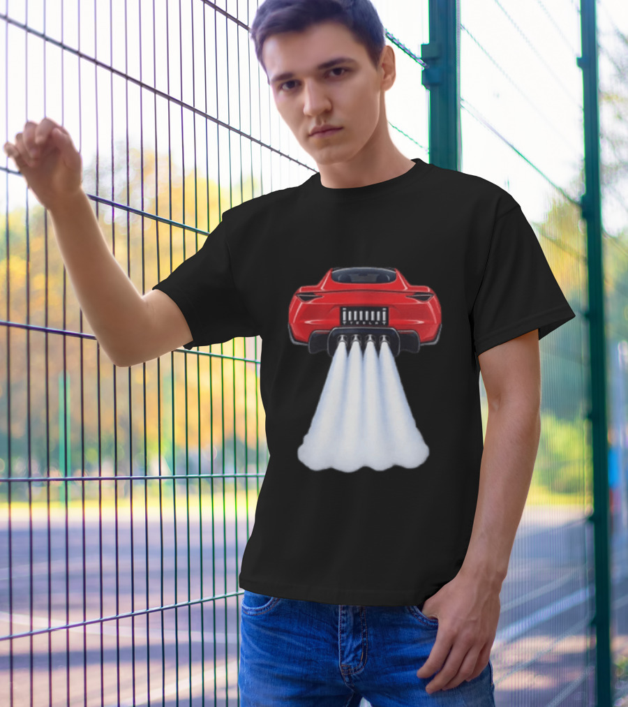 Tesla Roadster SpaceX Flying Car Rocket Thrusters Jet Blast T-Shirt