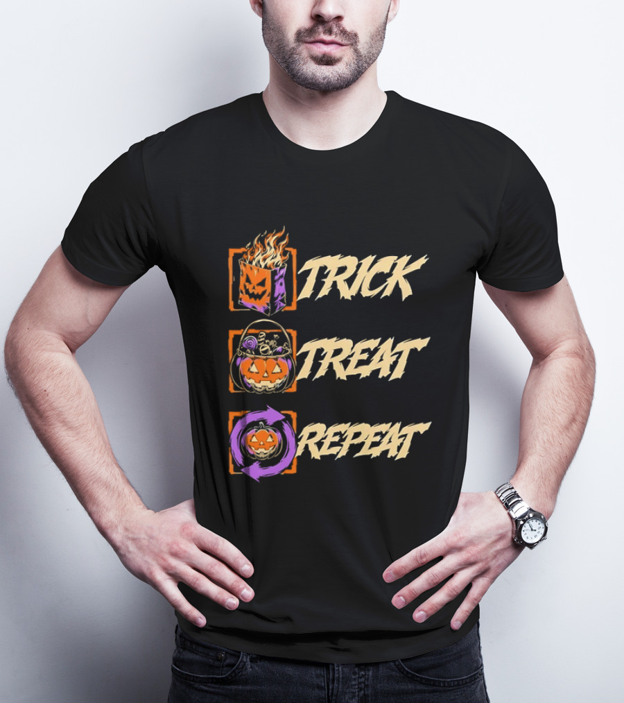 Trick Treat Repeat Halloween Pumpkin Spooky T-Shirt