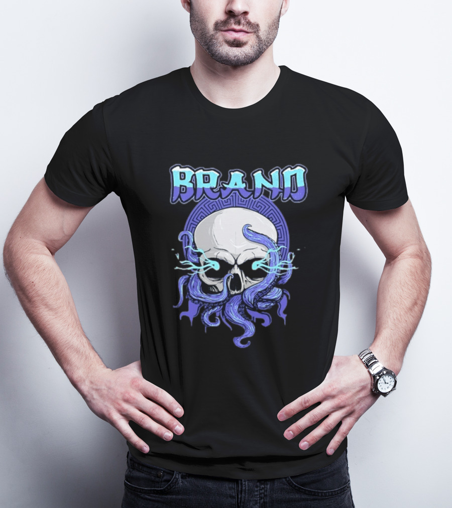 BRAND Skull With Tentacles Gothic Dark Spooky T-Shirt