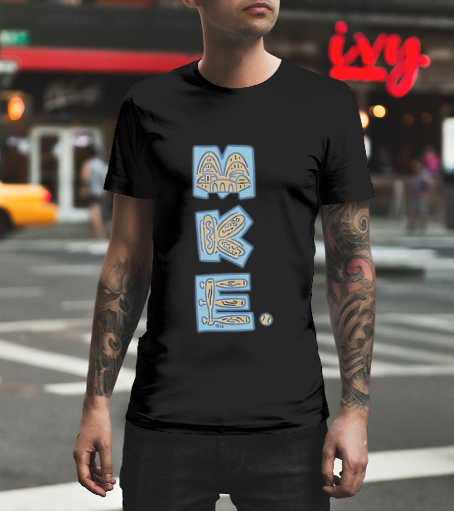 Milwaukee MKE Hot Dog Baseball Wisconsin Stadium T-Shirt