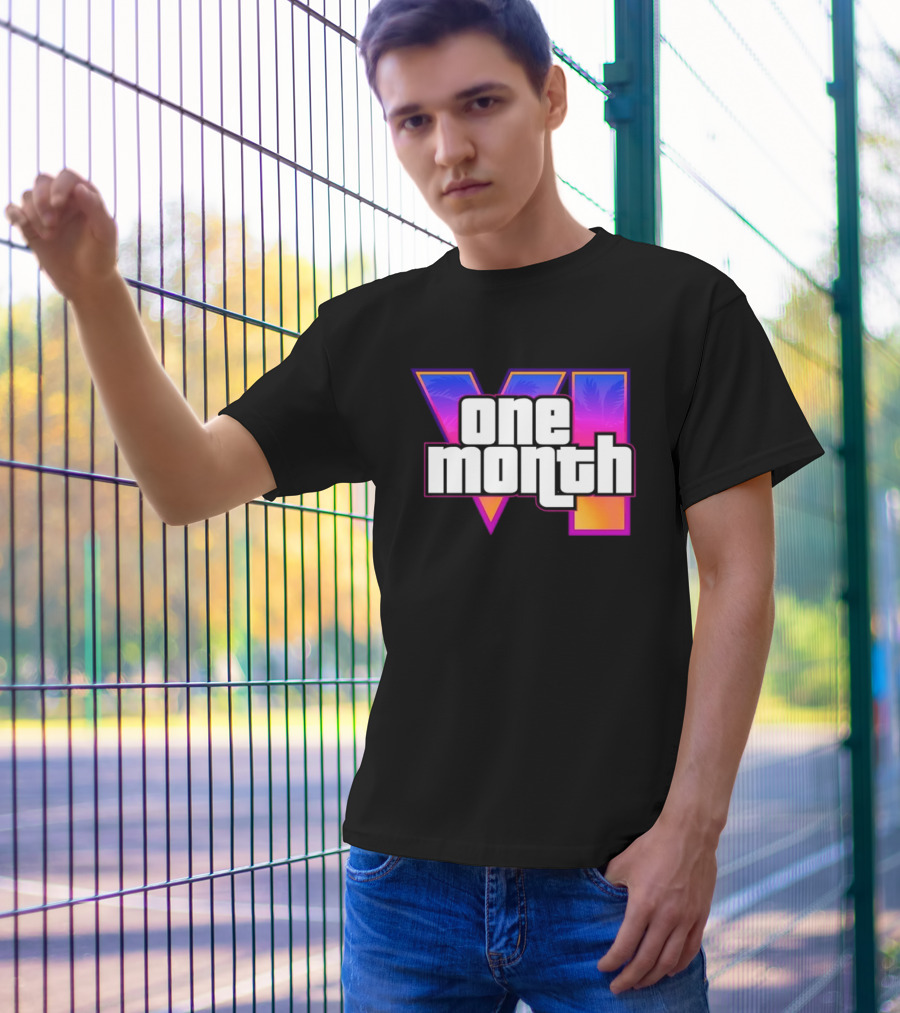 One Month VI Gaming Grand Theft Auto 6 Palms Retro Gradient T-Shirt