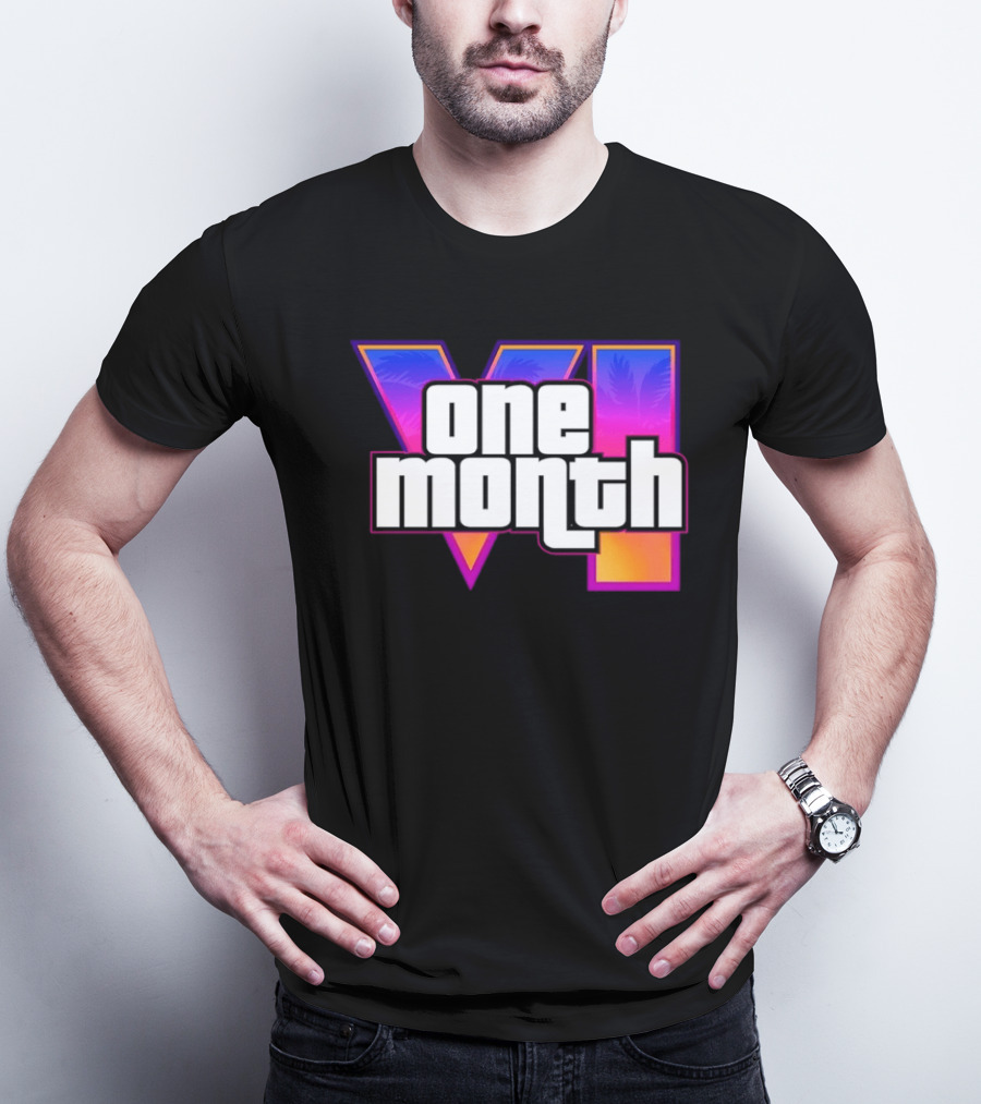 One Month VI Gaming Grand Theft Auto 6 Palms Retro Gradient T-Shirt