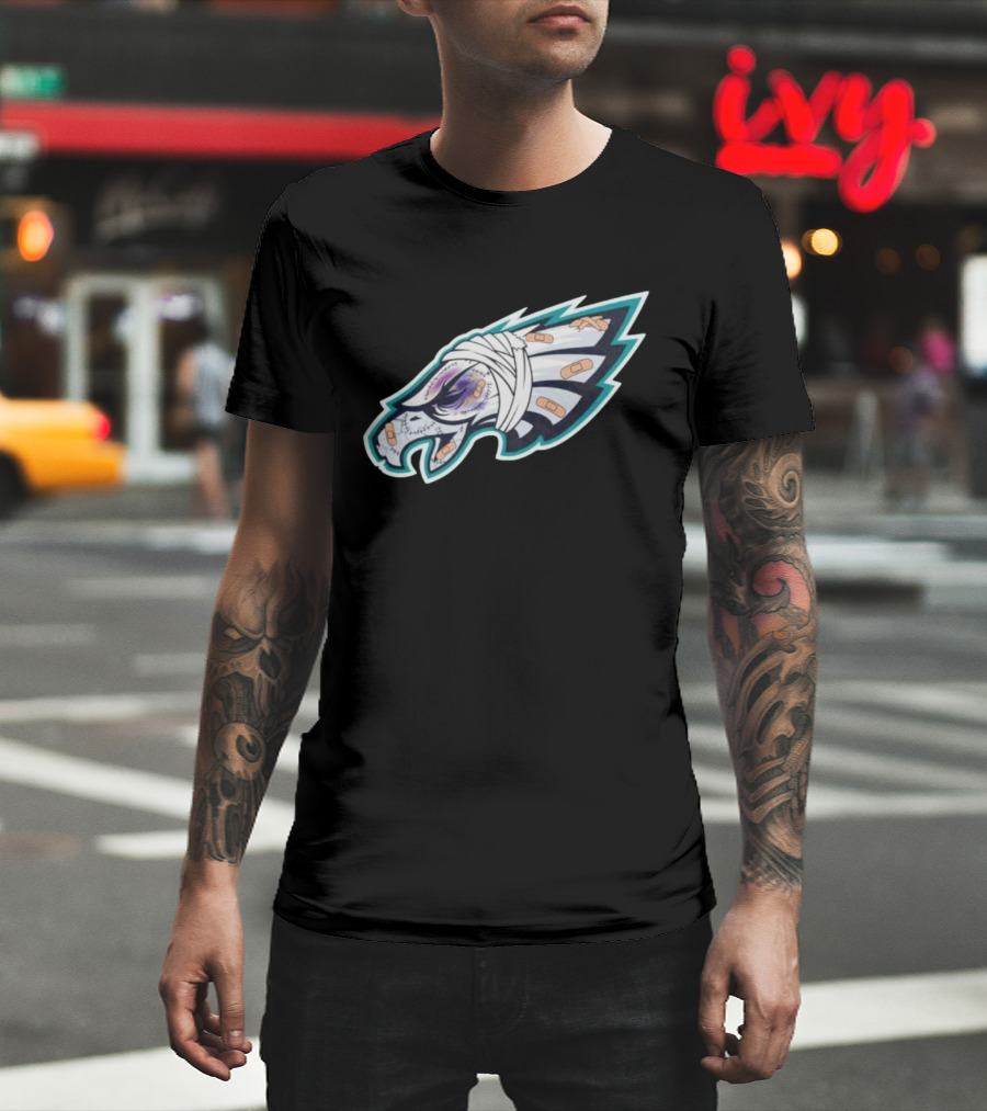 Philadelphia Eagles Injured Bandaged Logo Sports Humor T-Shirt