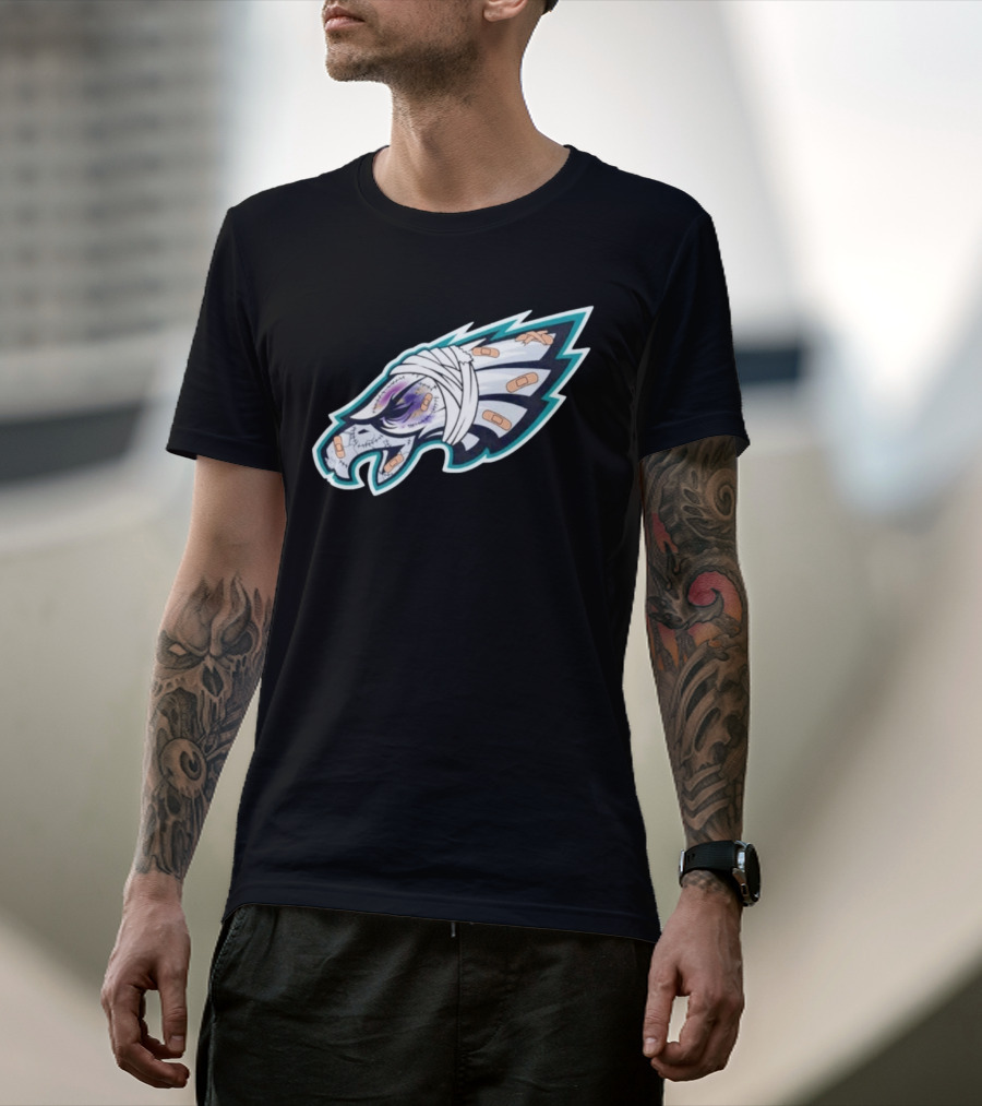 Philadelphia Eagles Injured Bandaged Logo Sports Humor T-Shirt