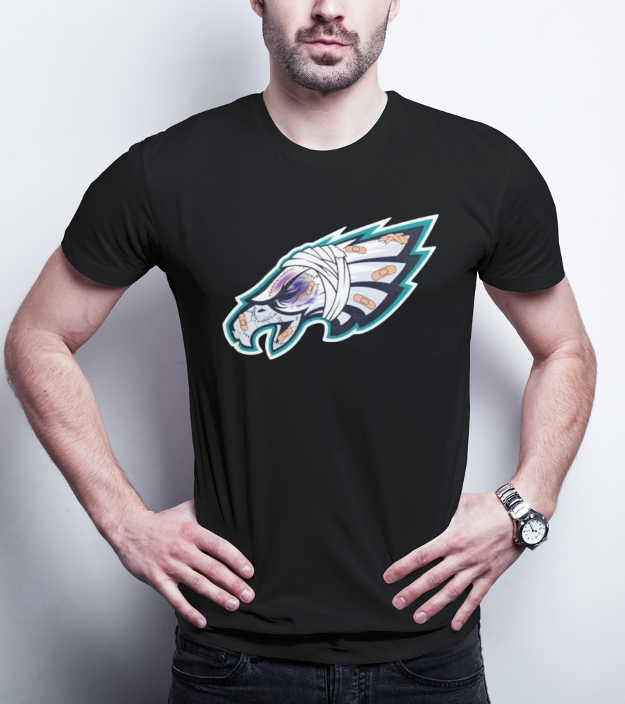 Philadelphia Eagles Injured Bandaged Logo Sports Humor T-Shirt