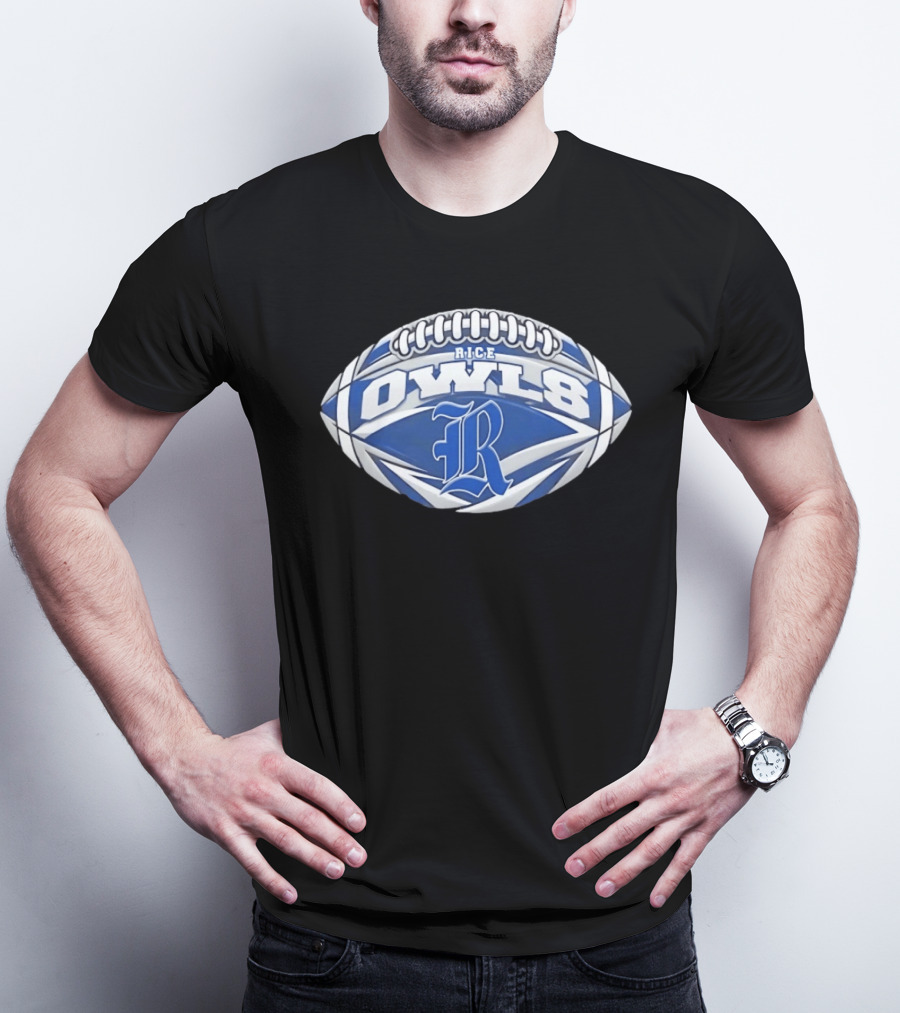 Rice Owls Football NCAA Oval Shape R Logo Football T-Shirt