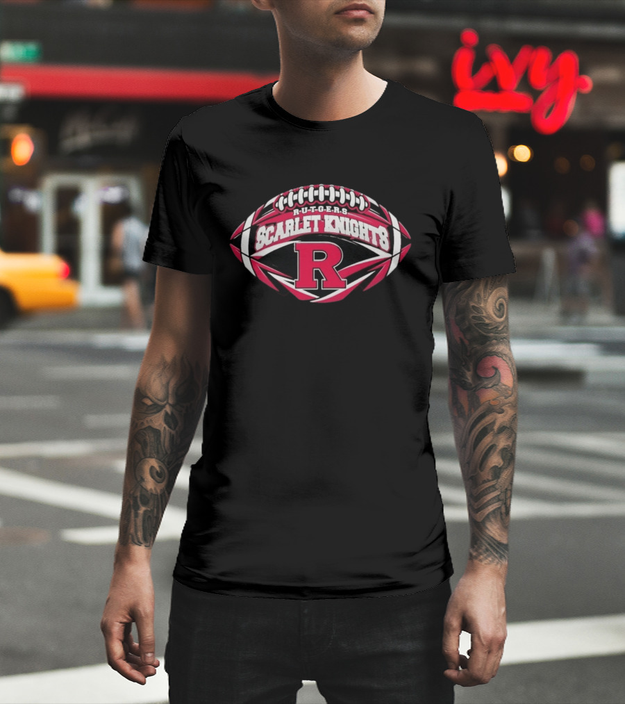 Rutgers Scarlet Knights Football NCAA Oval Shape R T-Shirt