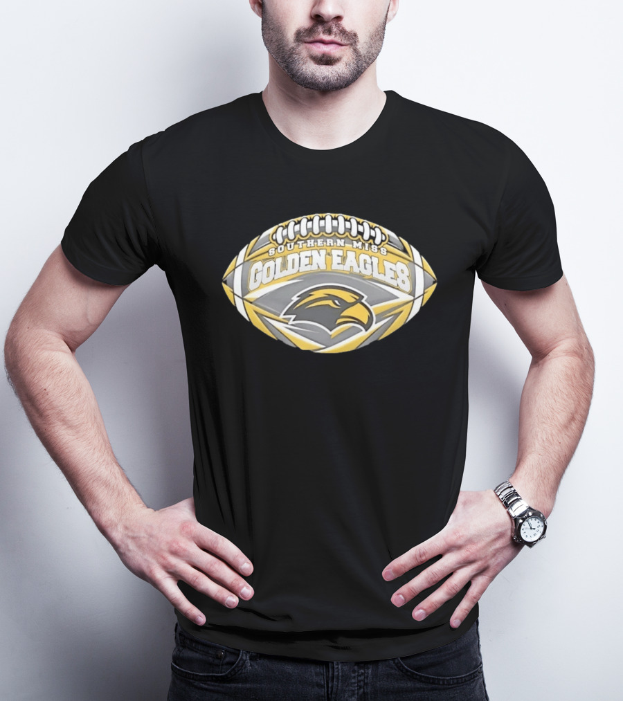 Southern Miss Golden Eagles Football NCAA Oval Shape Eagle Head T-Shirt