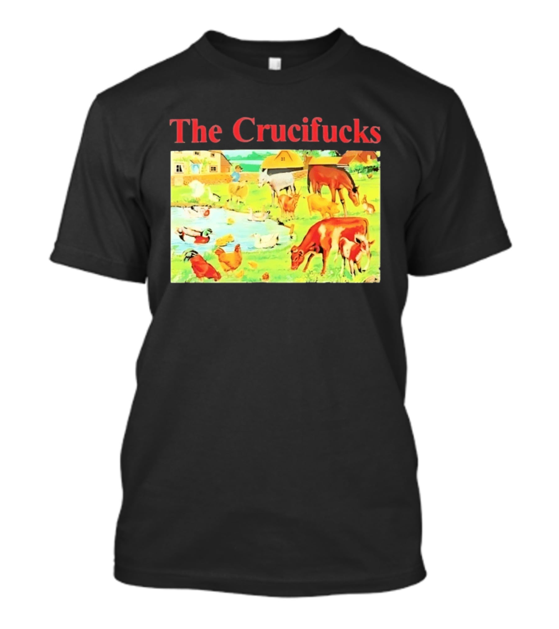 The Crucifucks Farm Animals Punk Rock Band Pastoral Scene T-Shirt