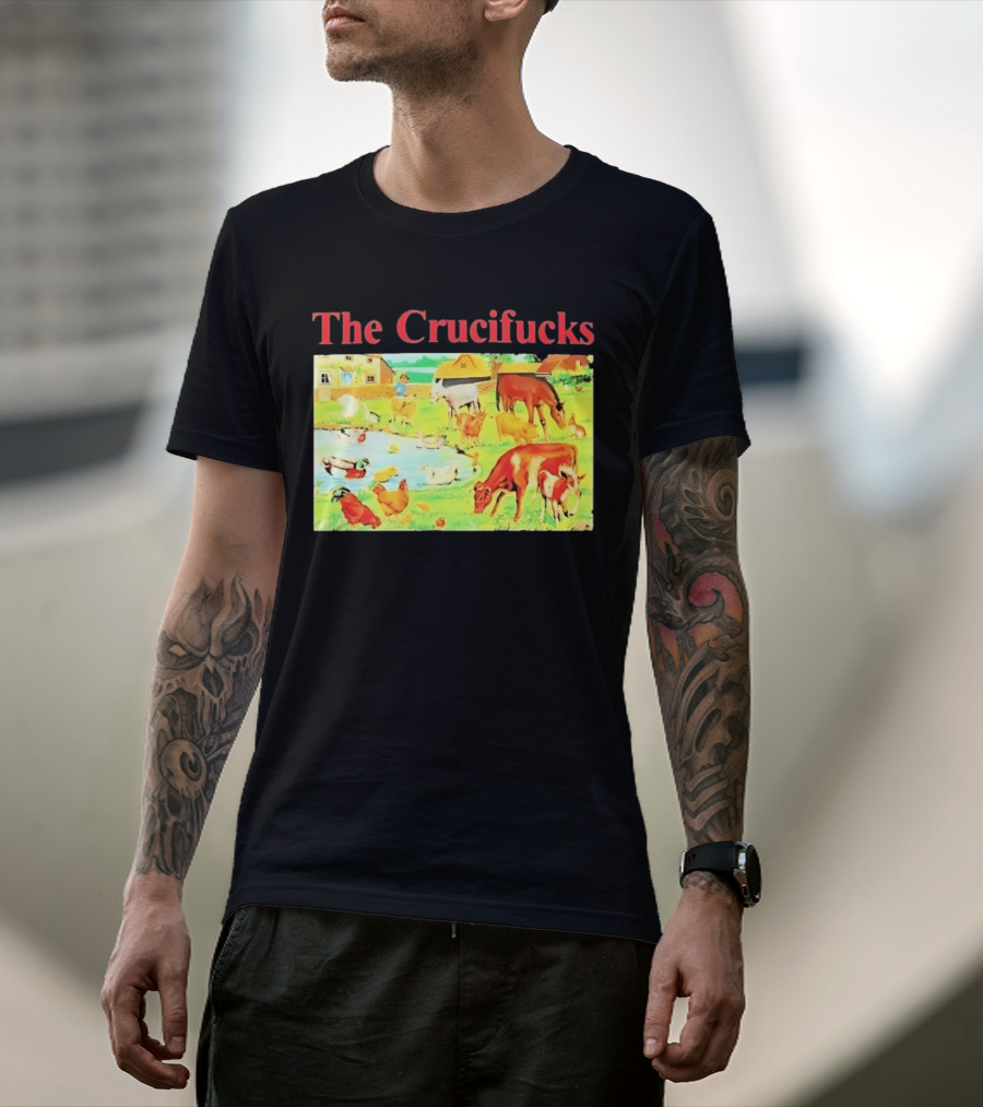The Crucifucks Farm Animals Punk Rock Band Pastoral Scene T-Shirt
