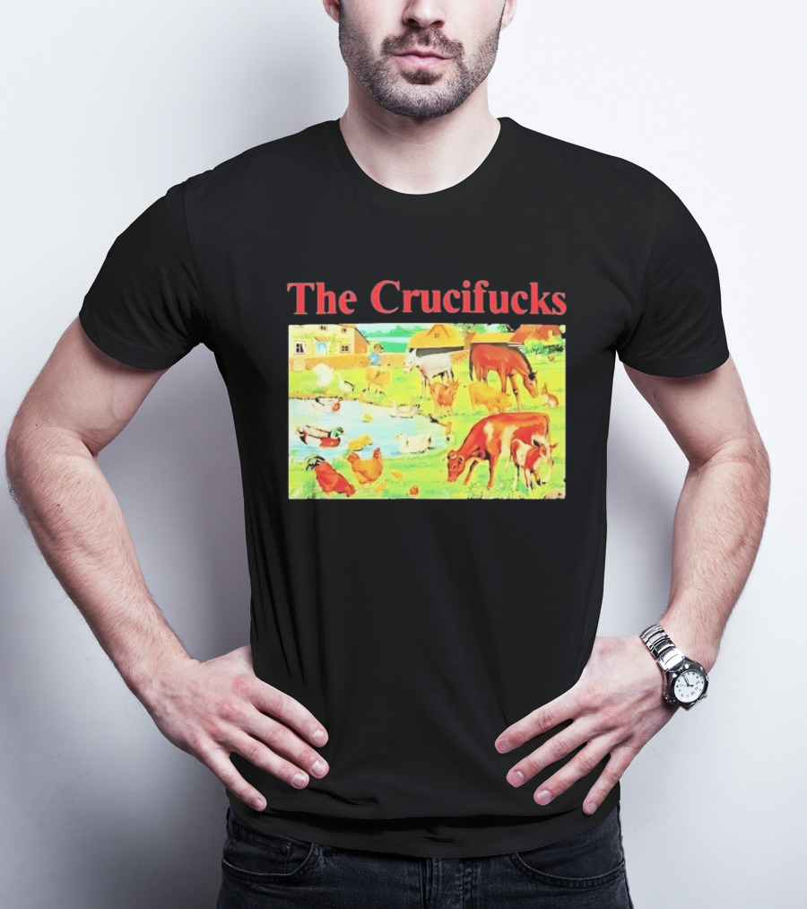 The Crucifucks Farm Animals Punk Rock Band Pastoral Scene T-Shirt