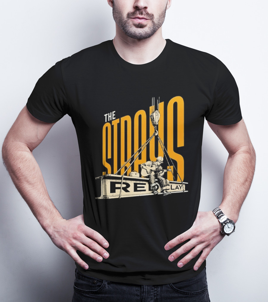 The Straus Red Clay Construction Worker Playing Guitar T-Shirt