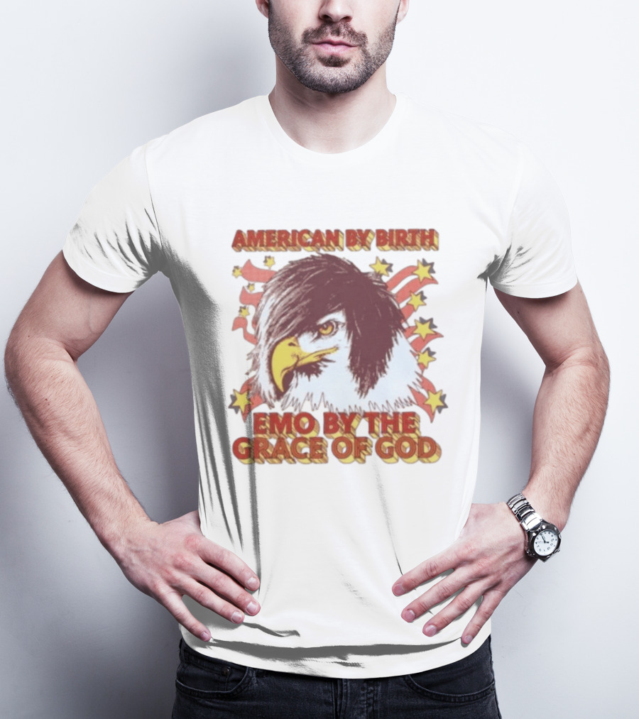 American By Birth Emo By The Grace Of God Eagle Stars And Stripes T-Shirt