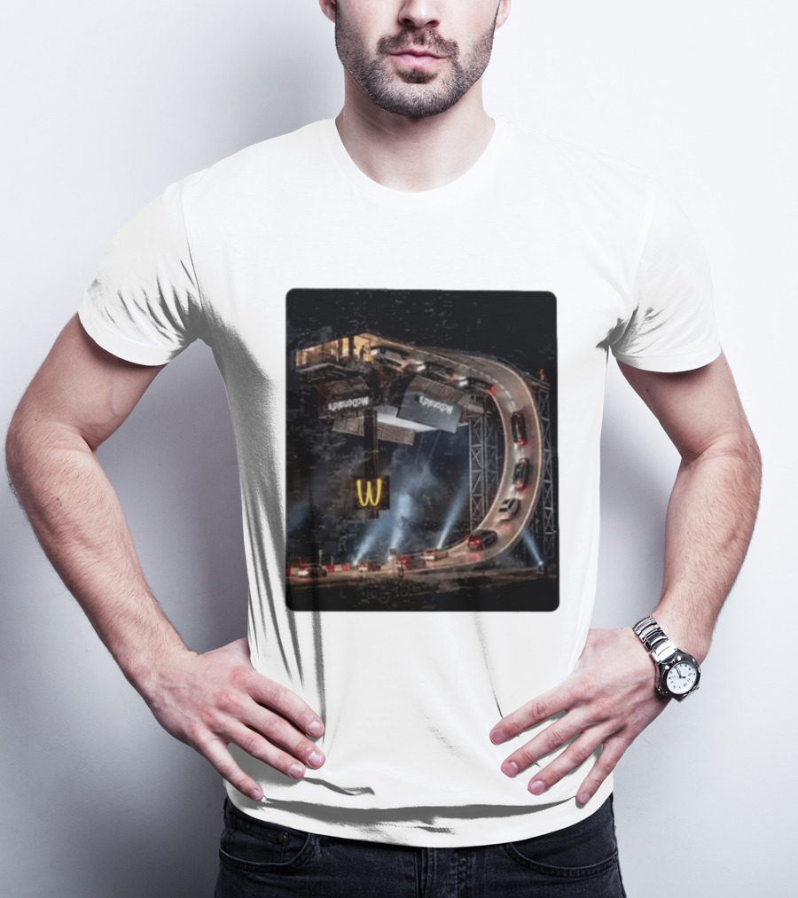 McDonald's Surreal Upside Down Drive Thru Concept Night Scene T-Shirt