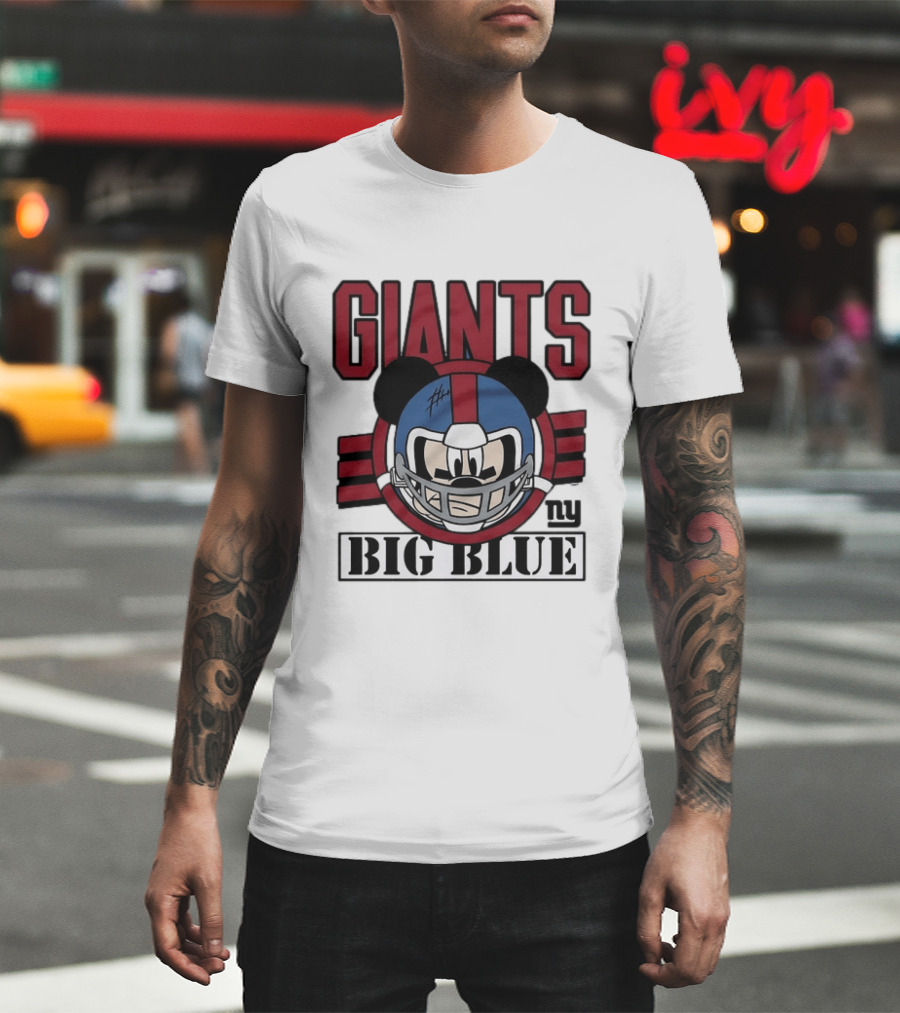 New York Giants Mickey Mouse Big Blue NFL Collaboration T-Shirt