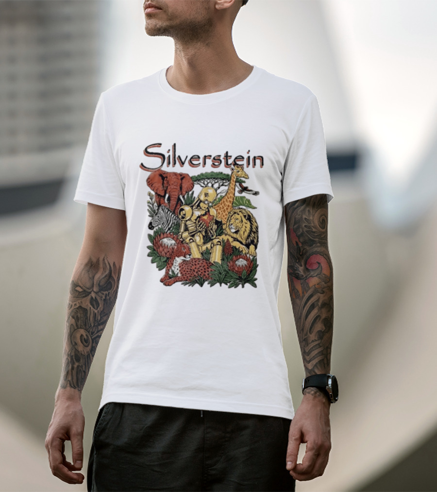 Silverstein Safari Robot With Elephant Giraffe Lion Leopard Post Hardcore T-Shirt