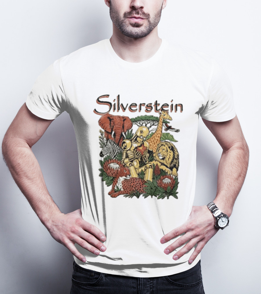 Silverstein Safari Robot With Elephant Giraffe Lion Leopard Post Hardcore T-Shirt