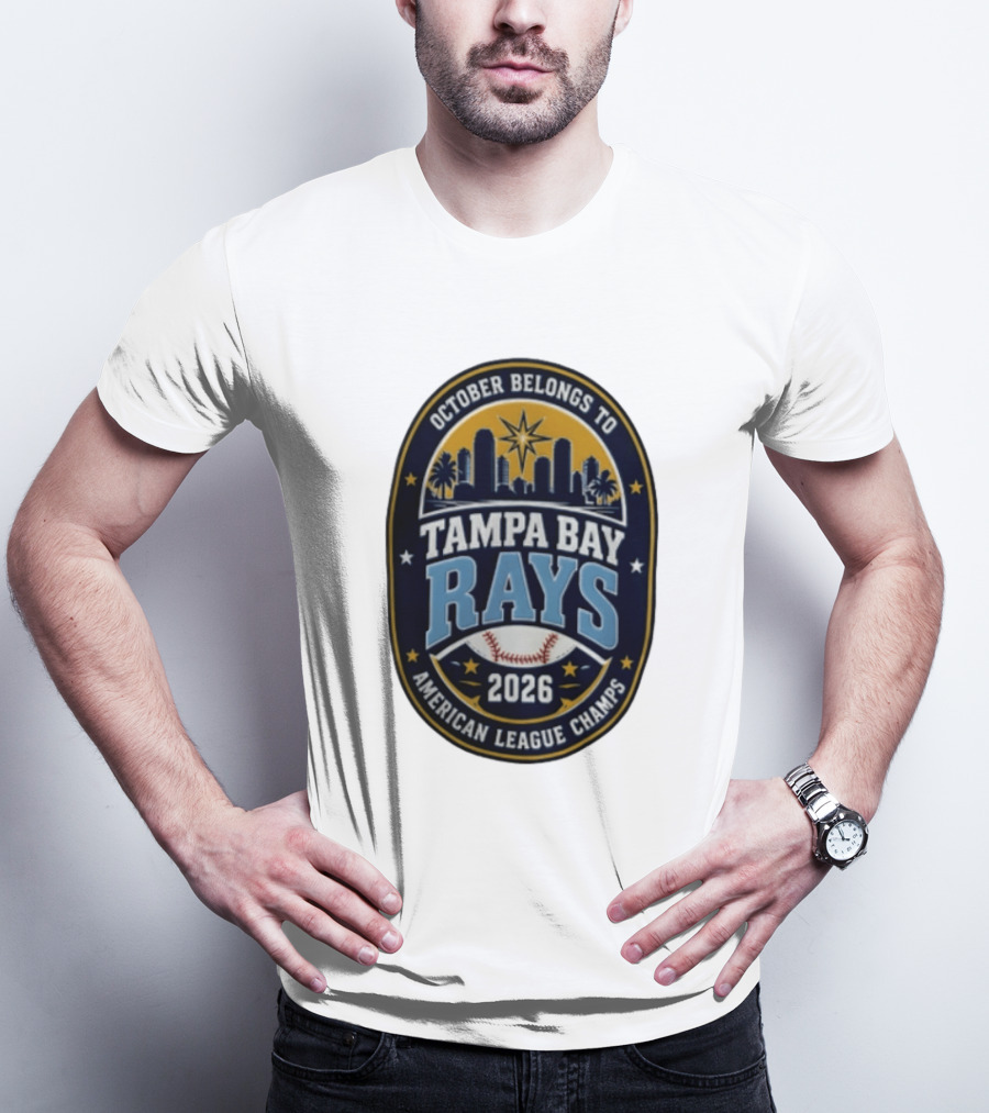 Tampa Bay Rays October Belongs To Baseball Skyline American League Champs 2026 T-Shirt