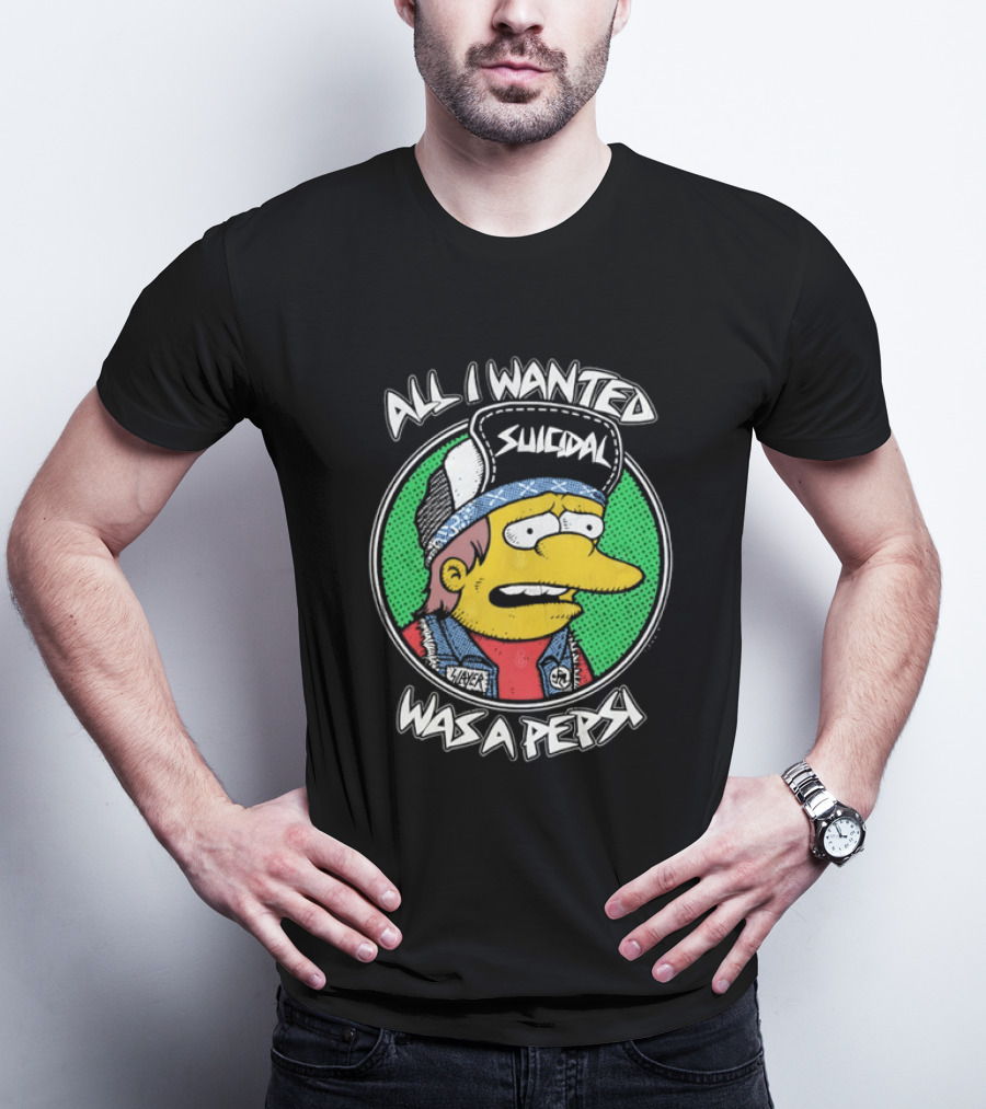 All I Wanted Was A Pepsi Suicidal Distressed Cartoon T-Shirt