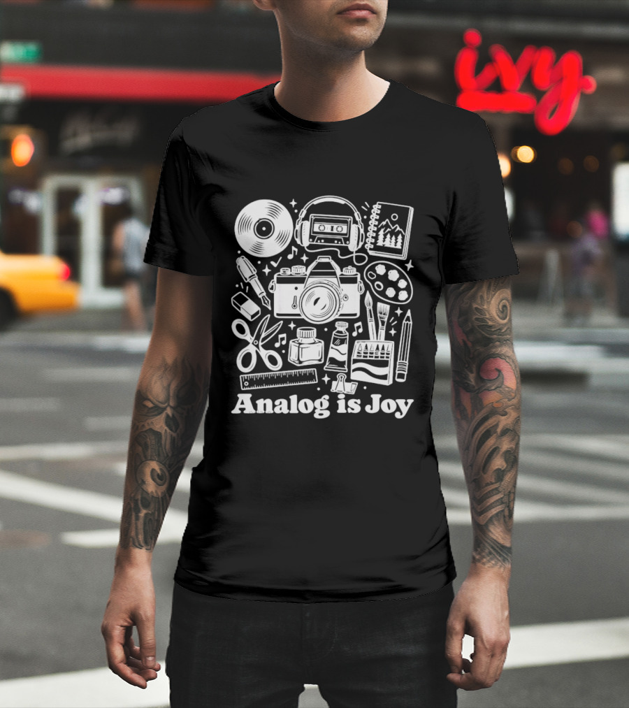 Analog Is Joy Camera Cassette Paint Creativity T-Shirt