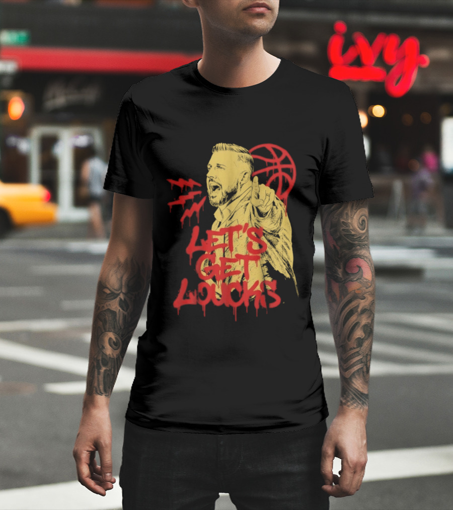 Let's Get Loucks Basketball Coach Sports Red Dripping T-Shirt