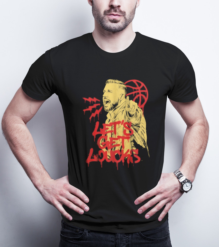Let's Get Loucks Basketball Coach Sports Red Dripping T-Shirt