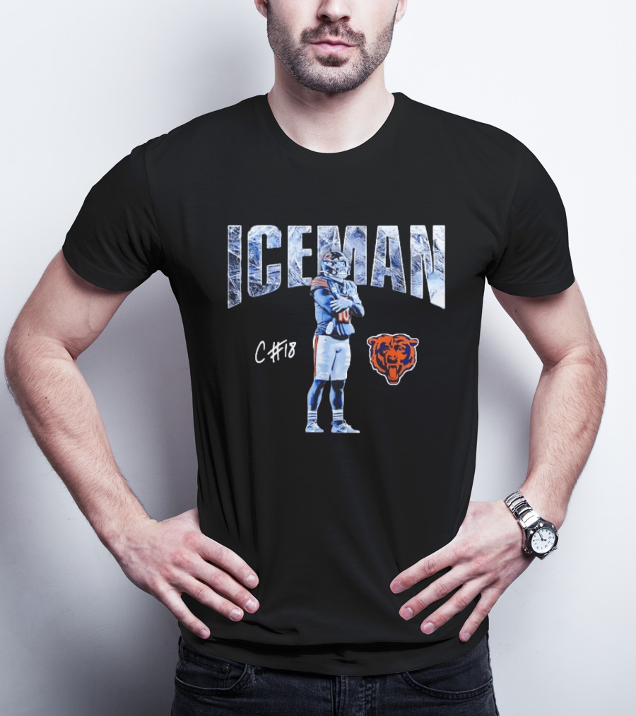 Caleb Williams Chicago Bears Iceman C Number 18 Bear T-Shirt