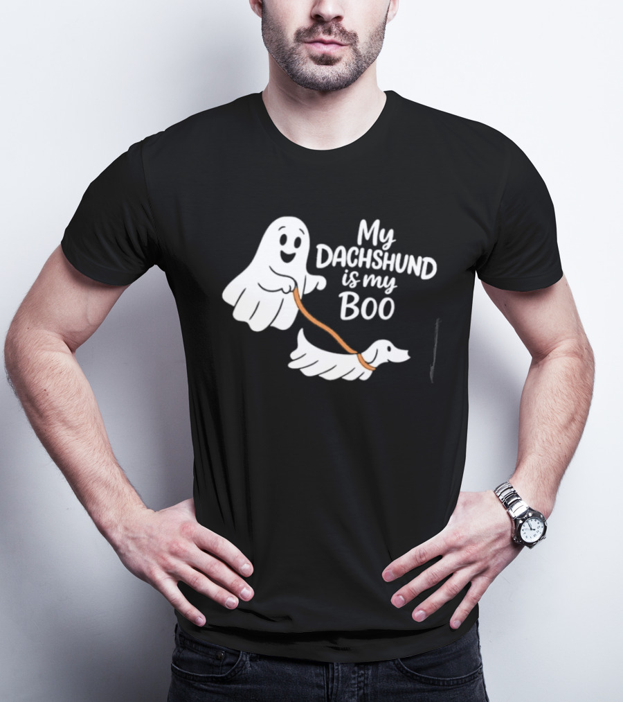 Playful Halloween Ghost Dog My Dachshund Is My Boo T-Shirt