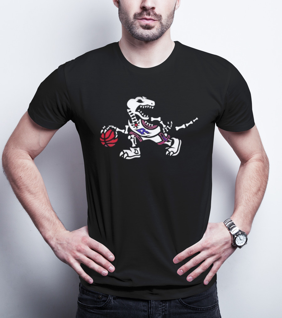 Toronto Raptors Skeleton Dinosaur Raptor Basketball Dribbling T-Shirt