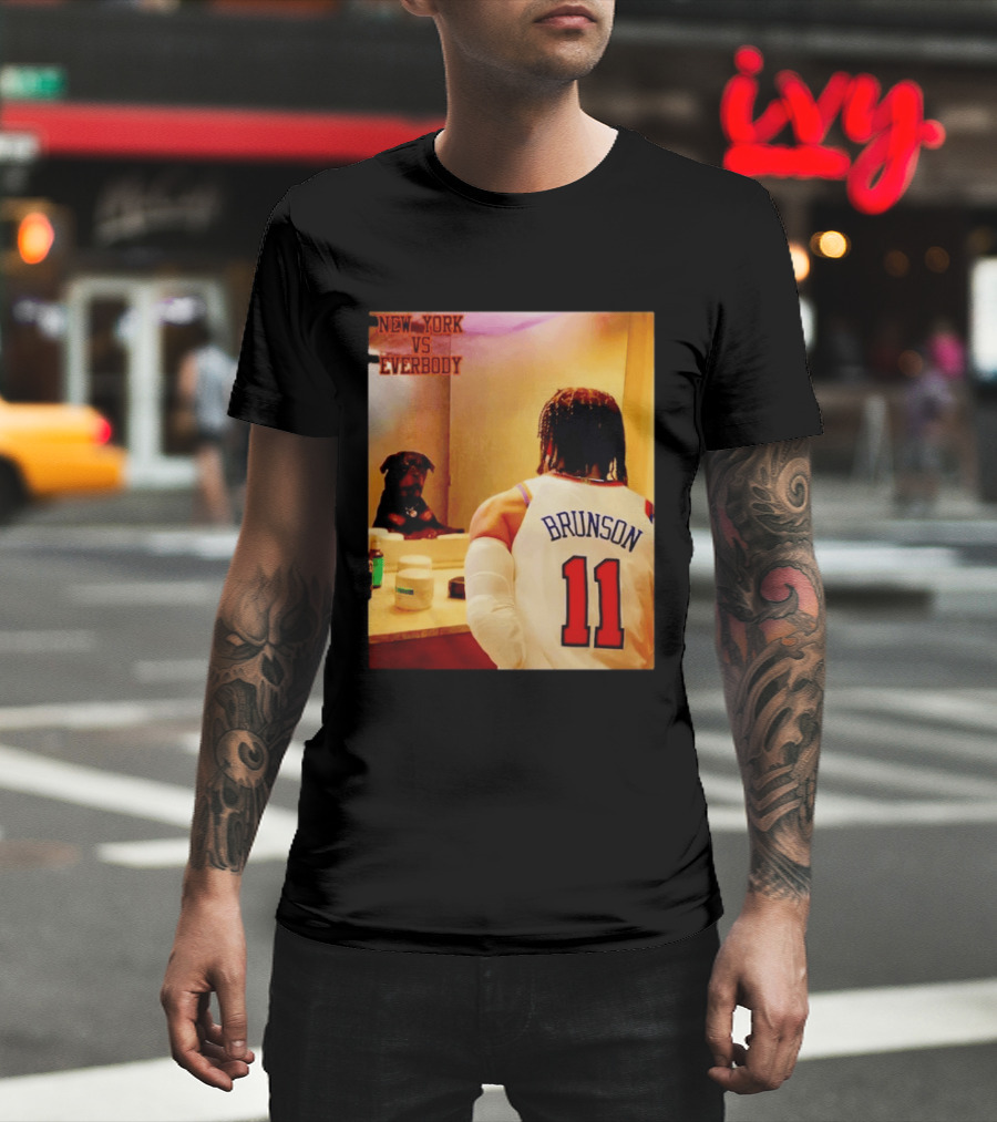Jalen Brunson 11 New York Knicks Vs Everybody Basketball Mirror Moment T-Shirt