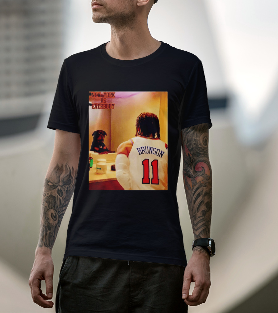 Jalen Brunson 11 New York Knicks Vs Everybody Basketball Mirror Moment T-Shirt