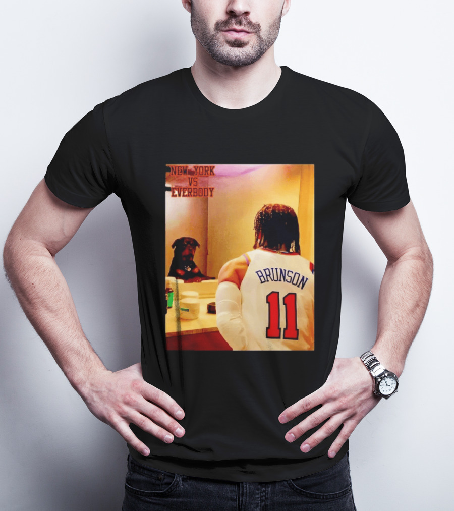 Jalen Brunson 11 New York Knicks Vs Everybody Basketball Mirror Moment T-Shirt