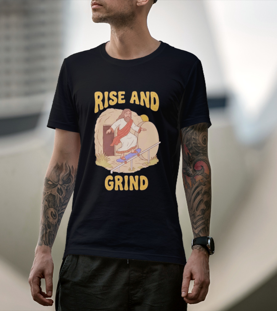 Rise And Grind Jesus Skateboarding Resurrection T-Shirt
