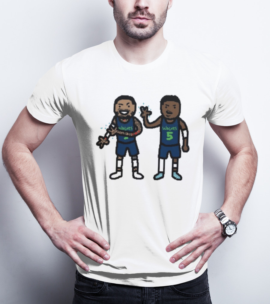 Anthony Edwards Jaden McDaniels Timberwolves 5 Pixel Players T-Shirt