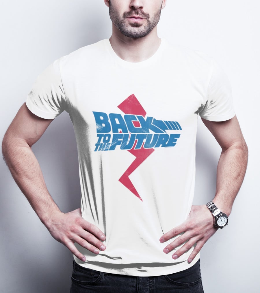 Back To The Future Distressed Lightning Bolt 80s Movie T-Shirt