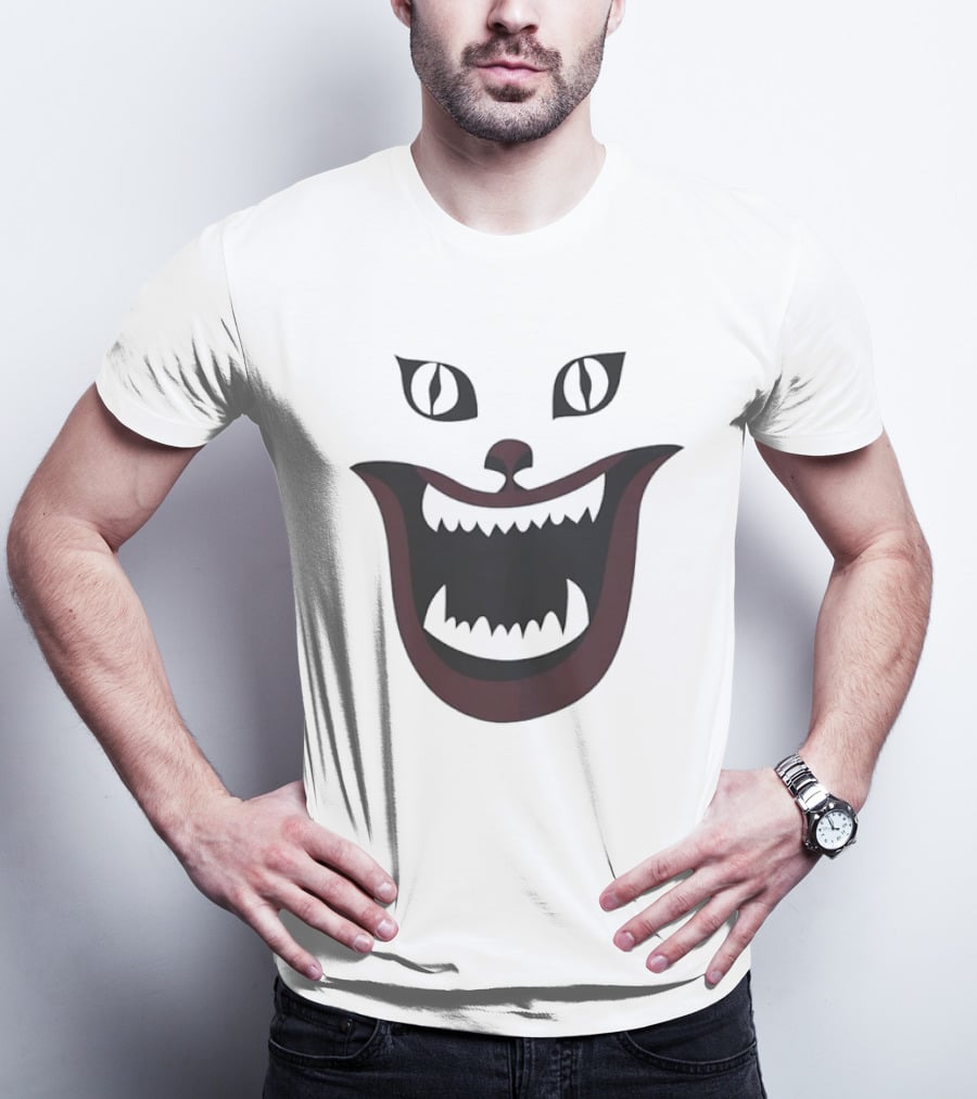 Cheshire Cat Grinning Face Alice In Wonderland Creepy Smile T-Shirt