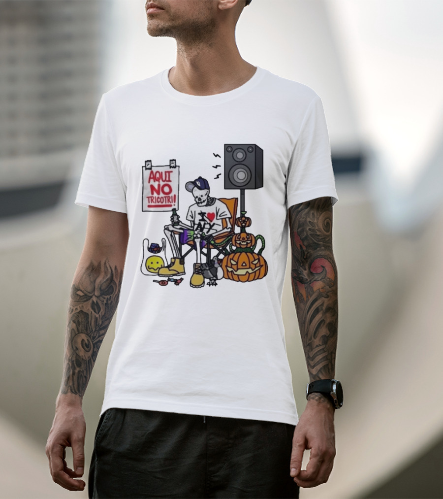 I Love New York Aqui No Tricotri Skeleton Halloween Pumpkin Speaker Chair T-Shirt