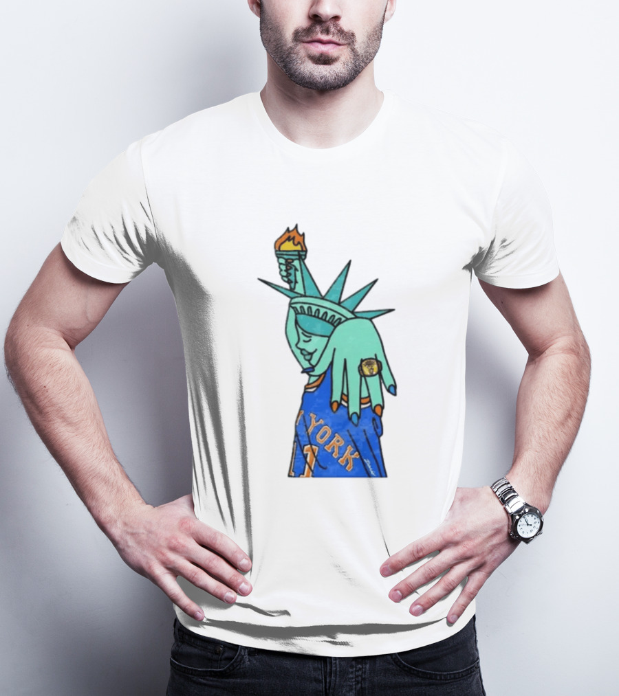 Jalen Brunson New York Knicks Liberty Statue Basketball Fan T-Shirt