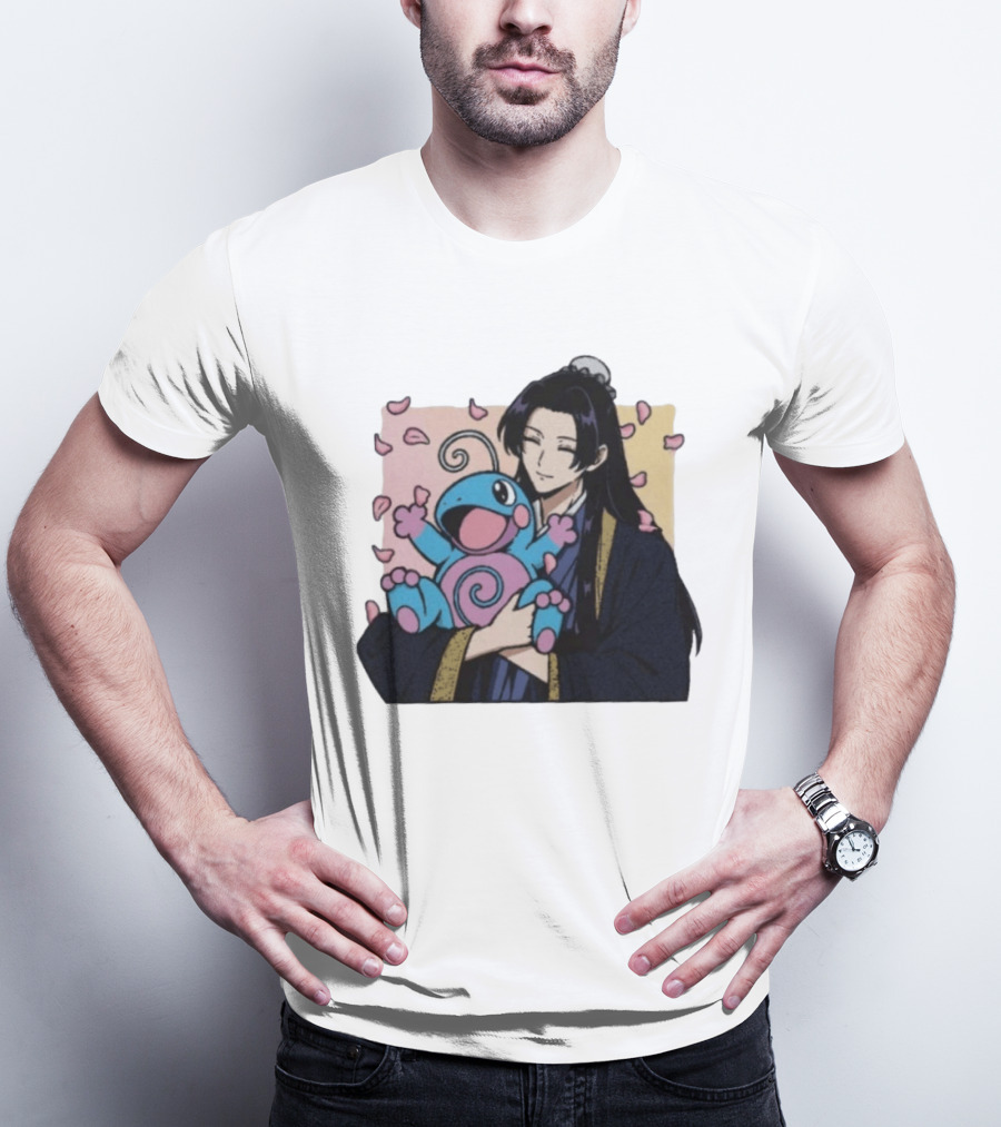 Jinshi From The Apothecary Diaries Holding Politoed Surrounded By Falling Petals T-Shirt