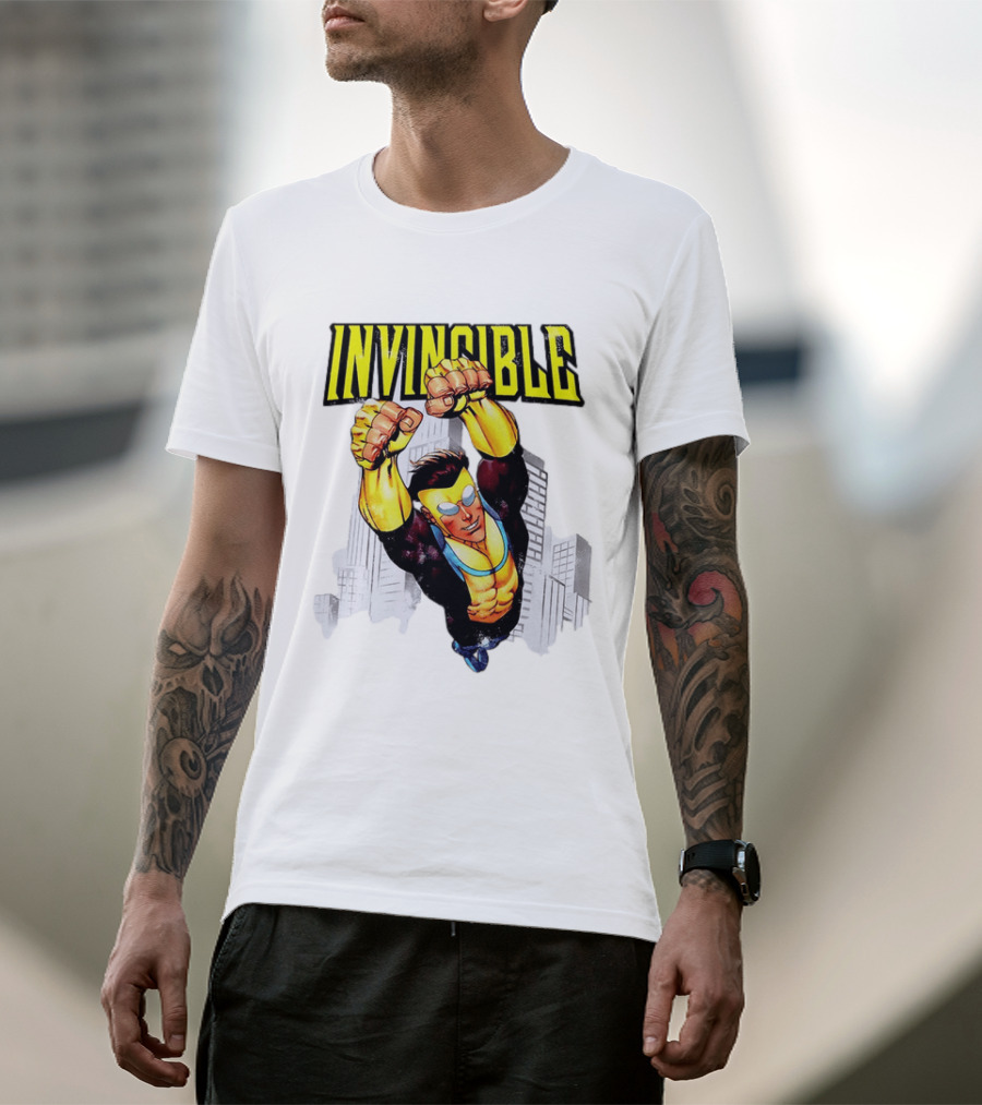 Invincible Mark Grayson Superhero Flying Action Pose T-Shirt