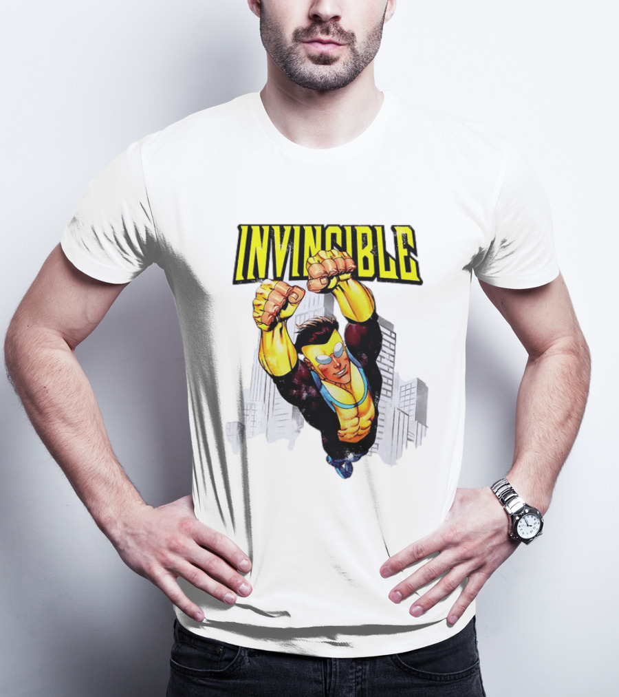 Invincible Mark Grayson Superhero Flying Action Pose T-Shirt