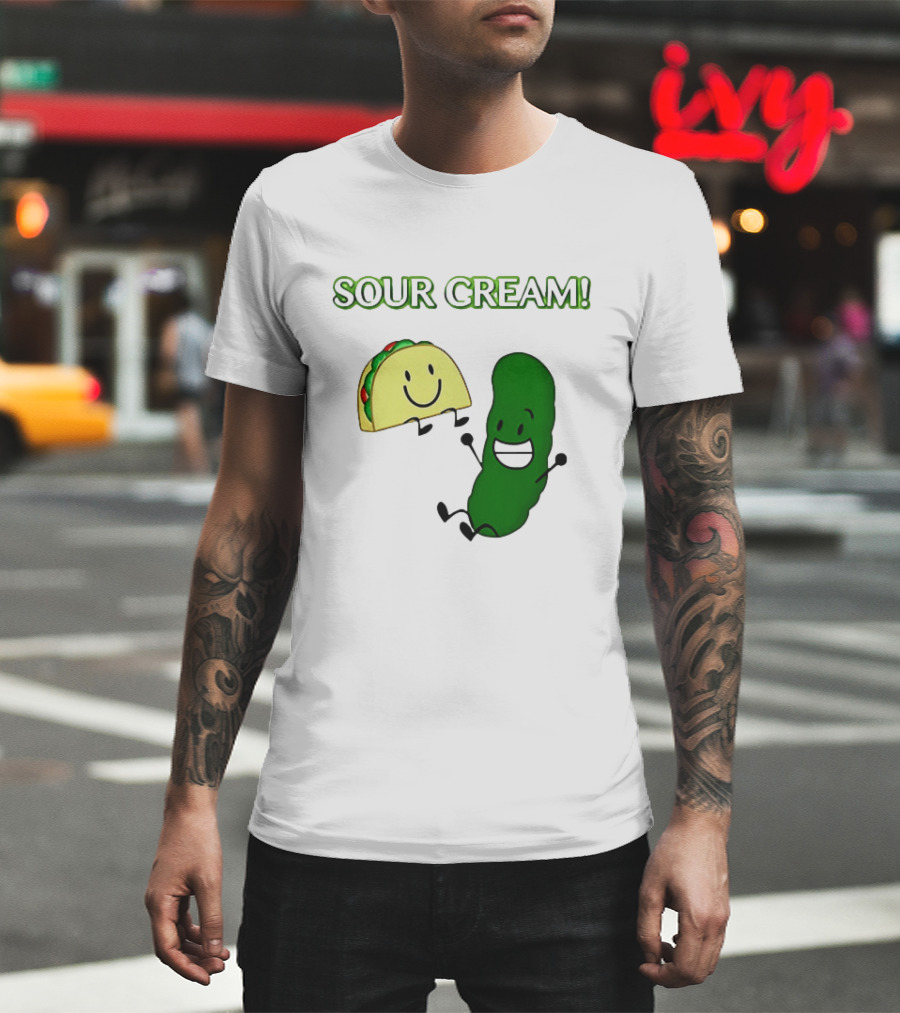 Sour Cream Pickle And Taco Happy Characters T-Shirt